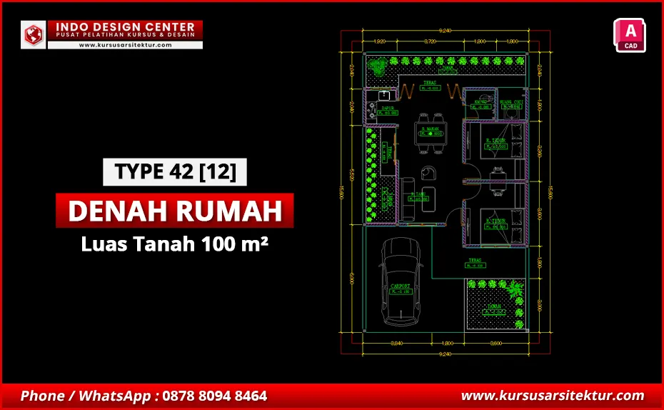 File Denah Rumah Type 42 Kode 12 - Kursus Desain Arsitektur | Indo ...